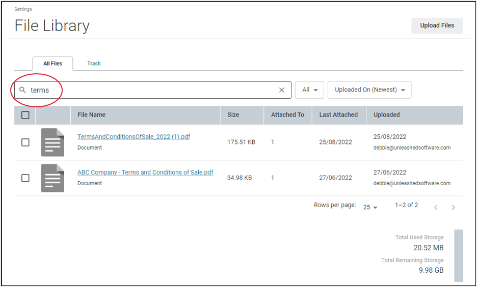 File Library – Unleashed Support