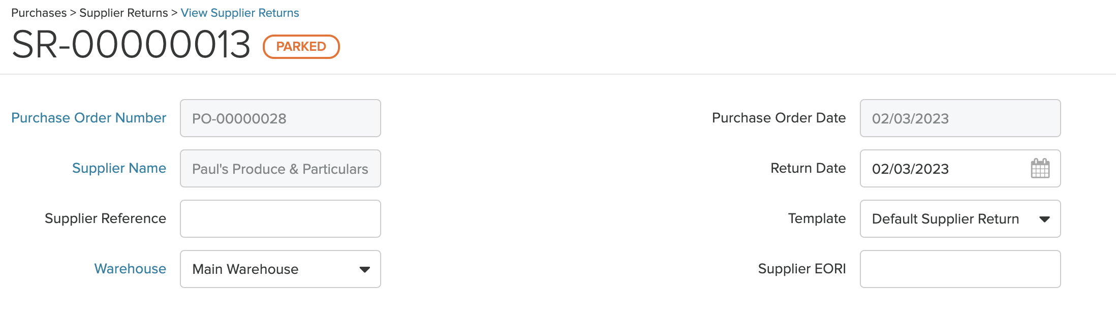 Supplier Return field definitions – Unleashed Support