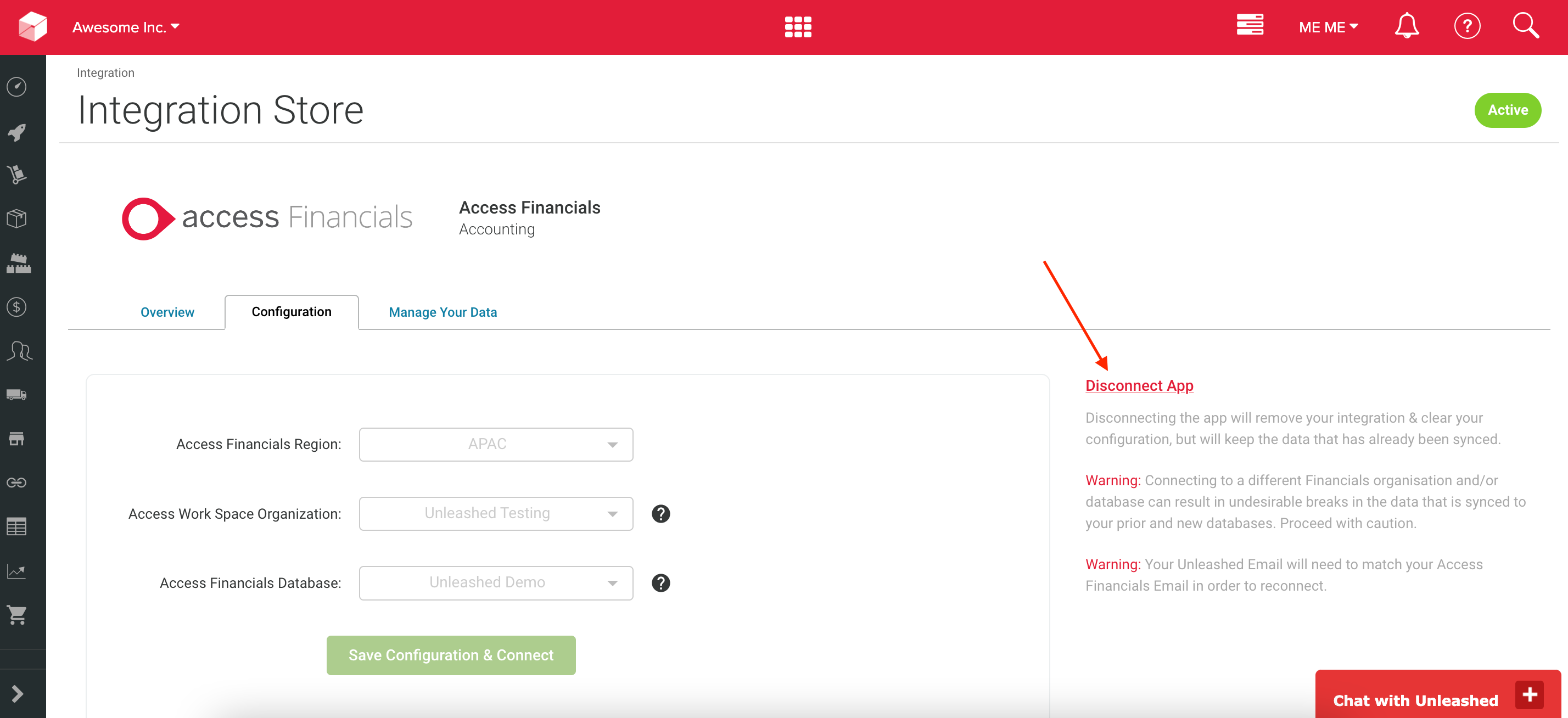 Access Financials Integration Setup – Unleashed Support