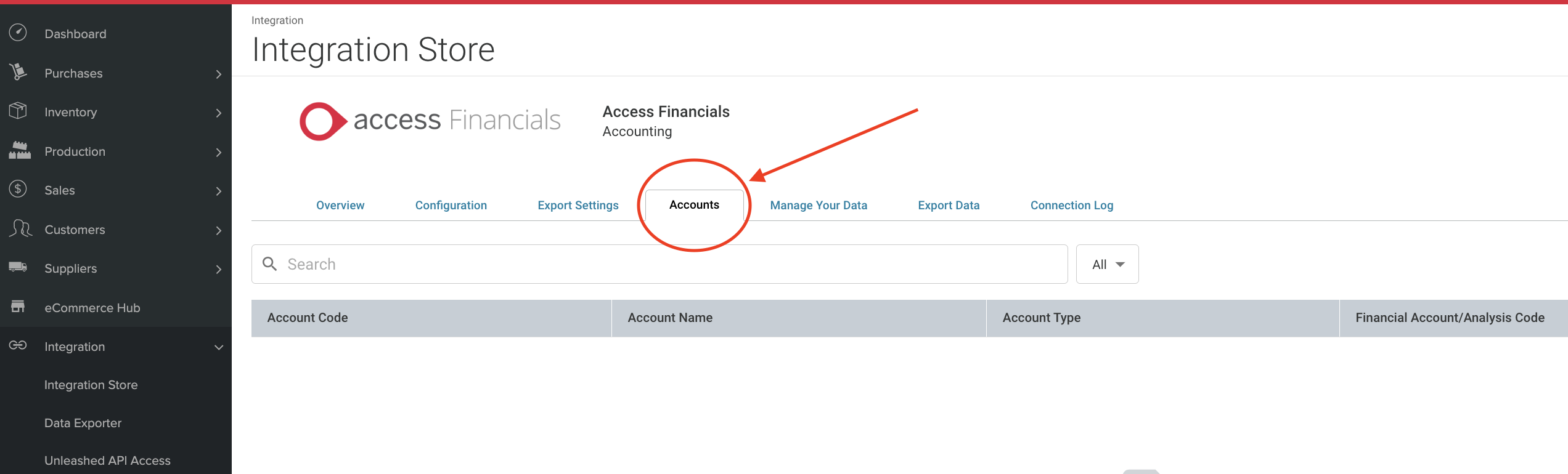 Access Financials Integration Setup – Unleashed Support