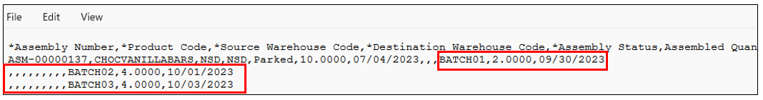 Import Assemblies field definitions – Unleashed Support