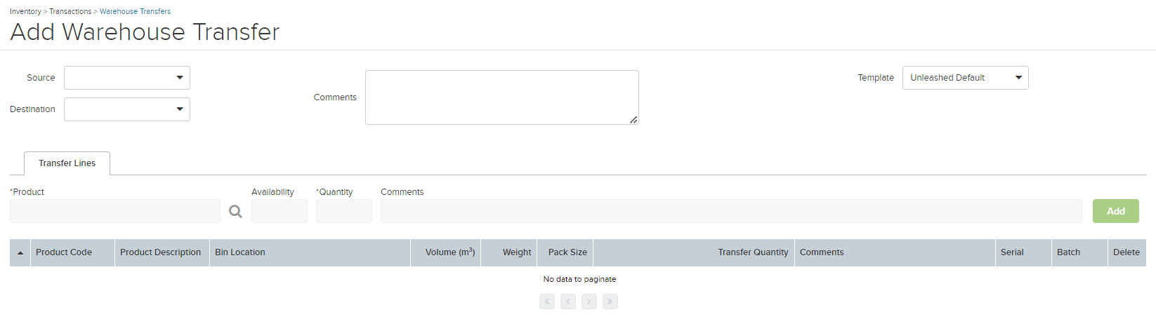 Add Warehouse Transfer – Unleashed Support