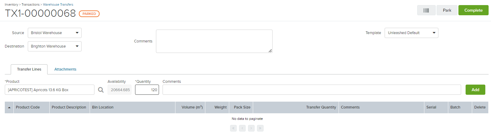 Add Warehouse Transfer – Unleashed Support