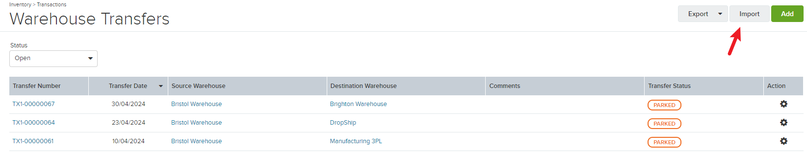 Add Warehouse Transfer – Unleashed Support