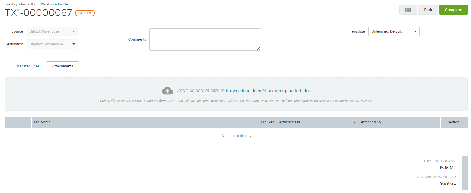 Add Warehouse Transfer – Unleashed Support