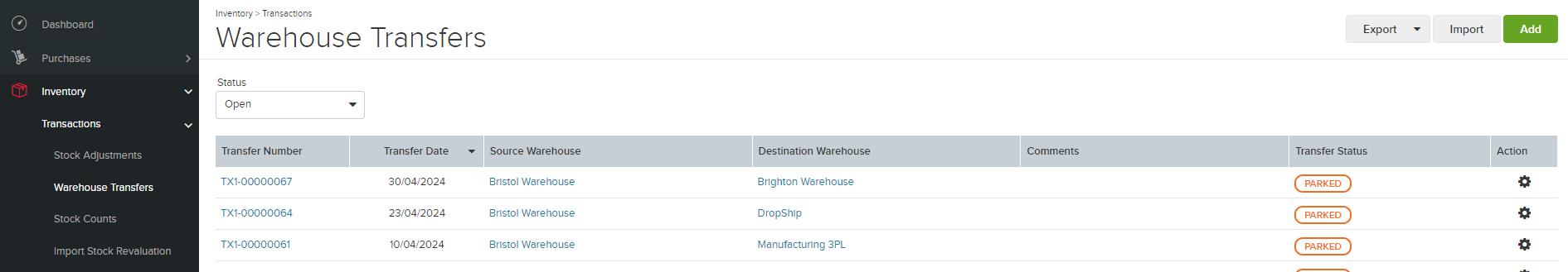 Warehouse Transfers – Unleashed Support