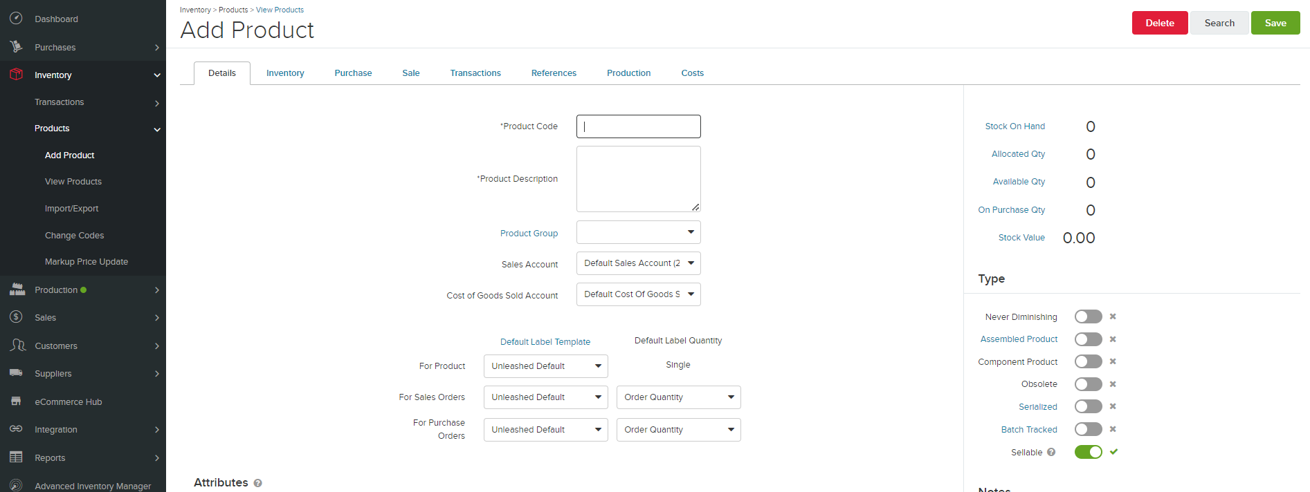 Create Products – Unleashed Support