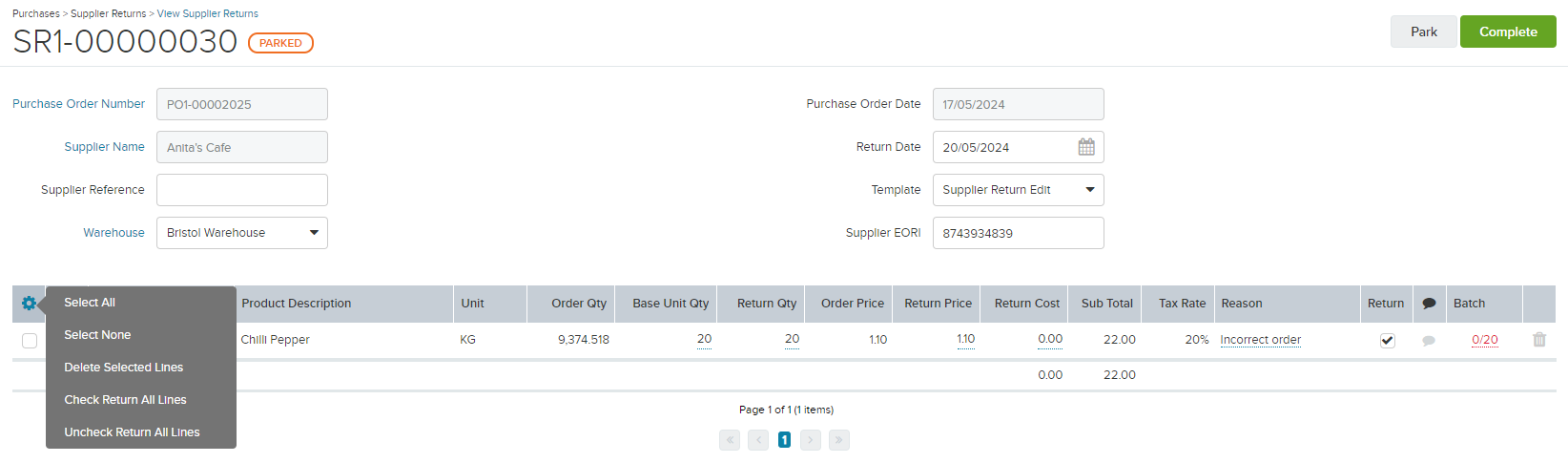 How to process a Supplier Return – Unleashed Support