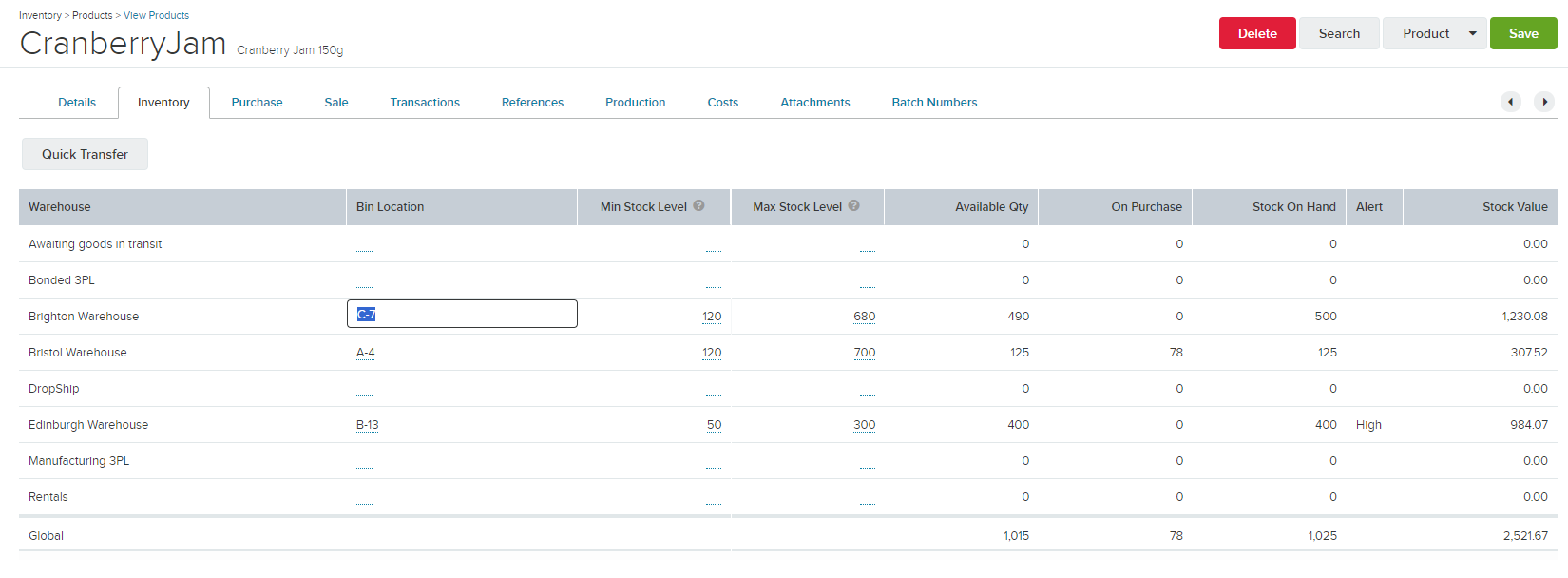 How to edit a product's warehouse bin location – Unleashed Support