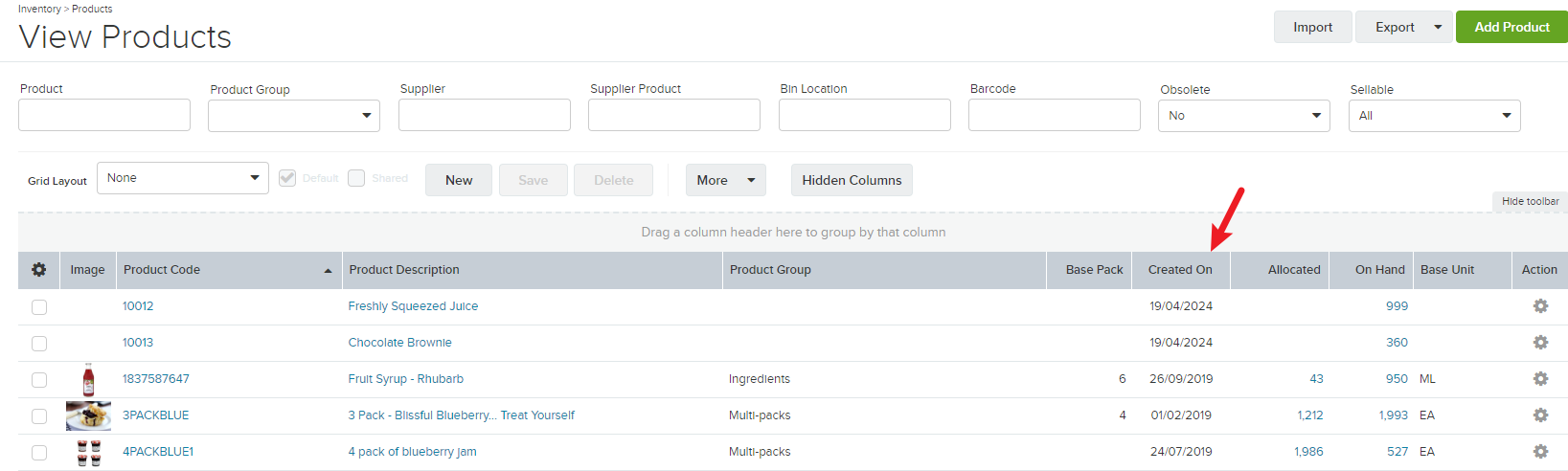 How to see and export the 'Created On' detail of your product records ...