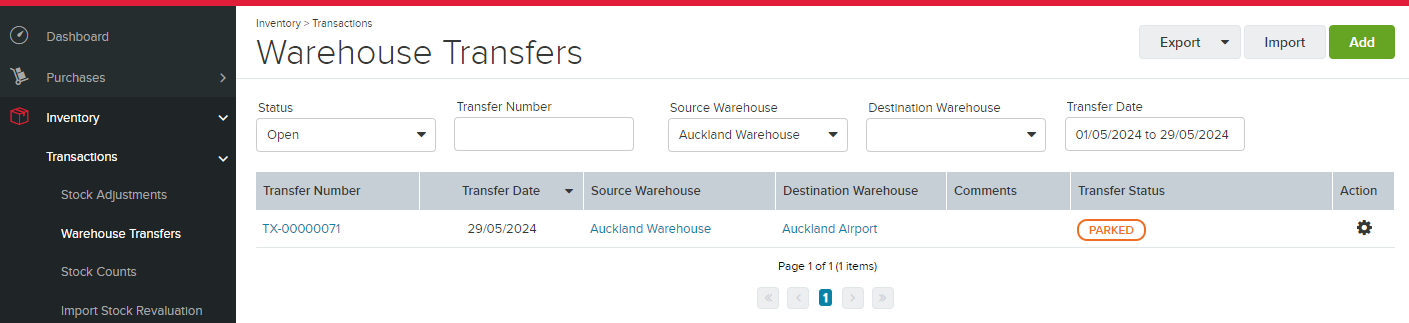 Warehouse Transfers – Unleashed Support