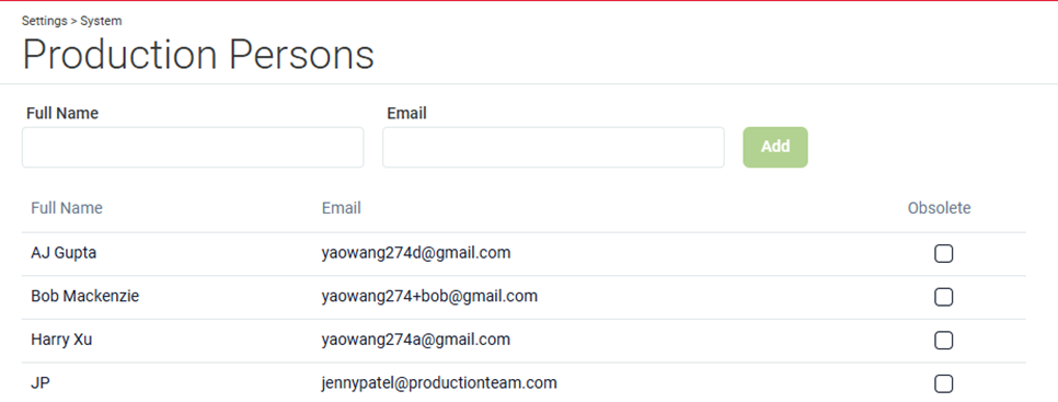 Assign Production Persons – Unleashed Support